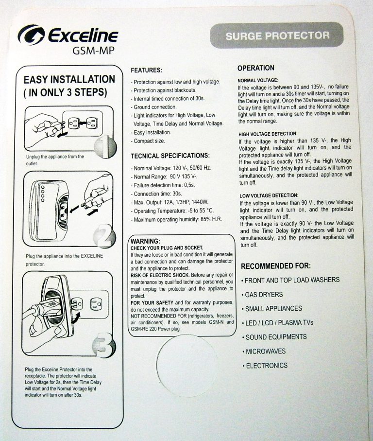 Exceline Electronic Surge Protector – Master Technicians Ltd.